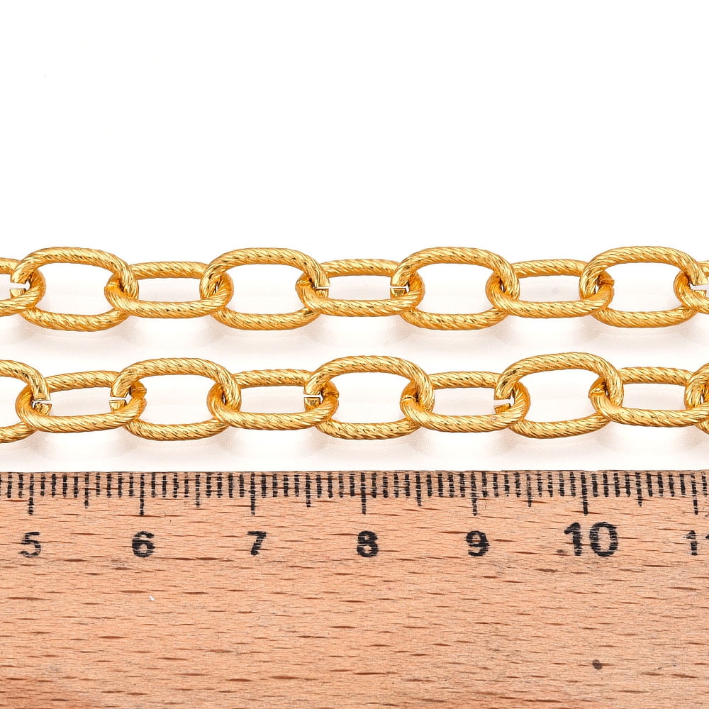 100 m Aluminum Cable Chains Textured Unwelded Oval Oxidated in golden ...