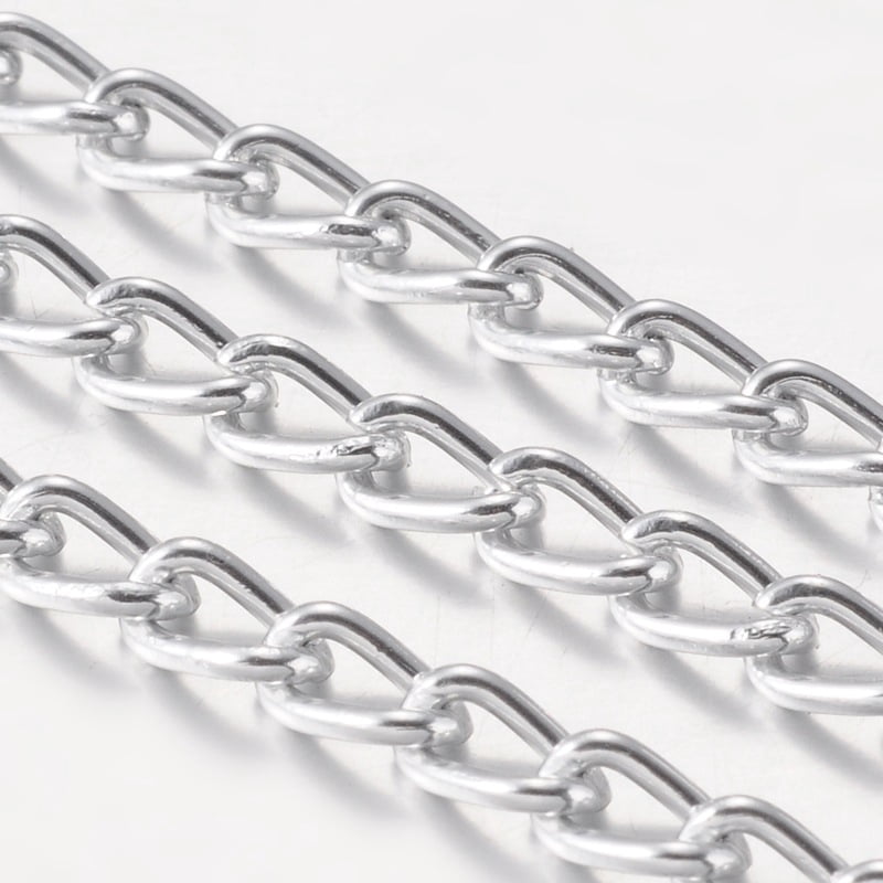 100 m Aluminum Twisted Chains Curb Chains Unwelded Oxidated in Silver ...