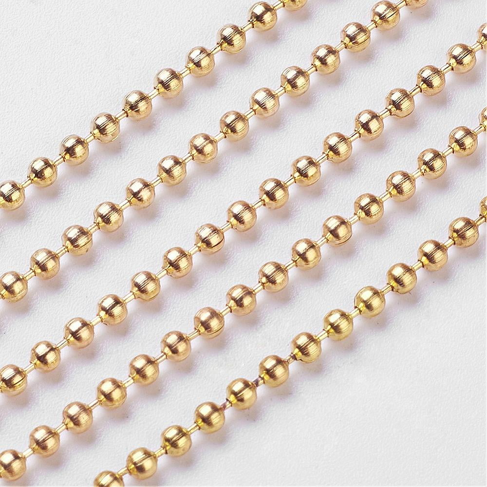 100 m Iron Ball Bead Chains Soldered with Spool Golden 2mm 328.08 Feet ...