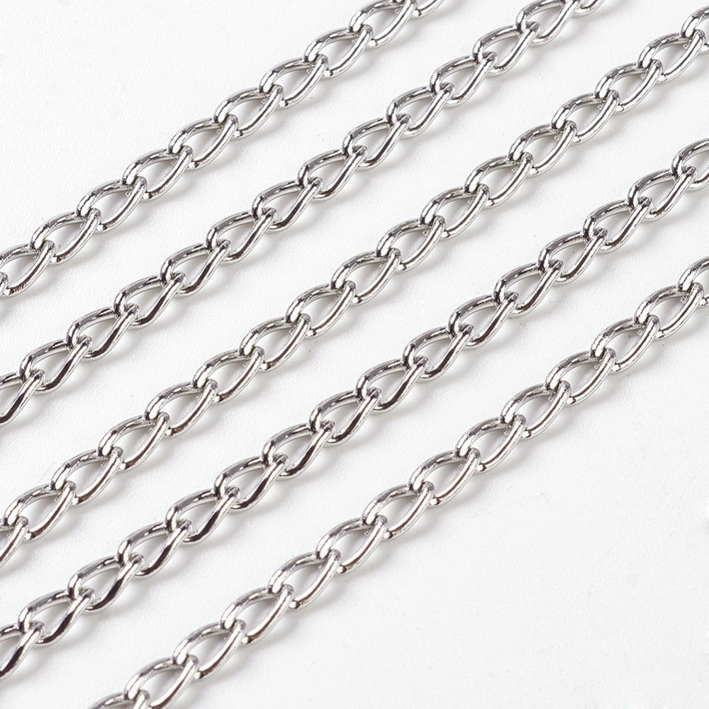 100 m Iron Twisted Chains Curb Chains Unwelded Platinum color with ...
