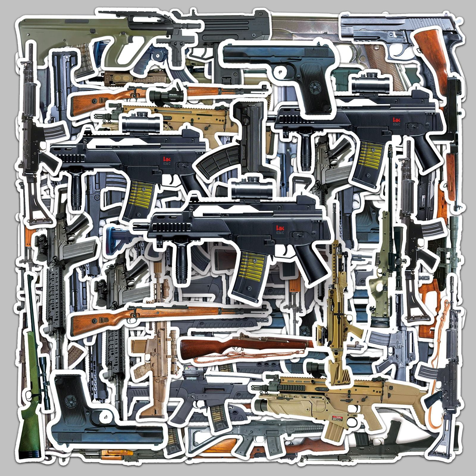 100 military guns military style guns handbook stickers children's cool ...