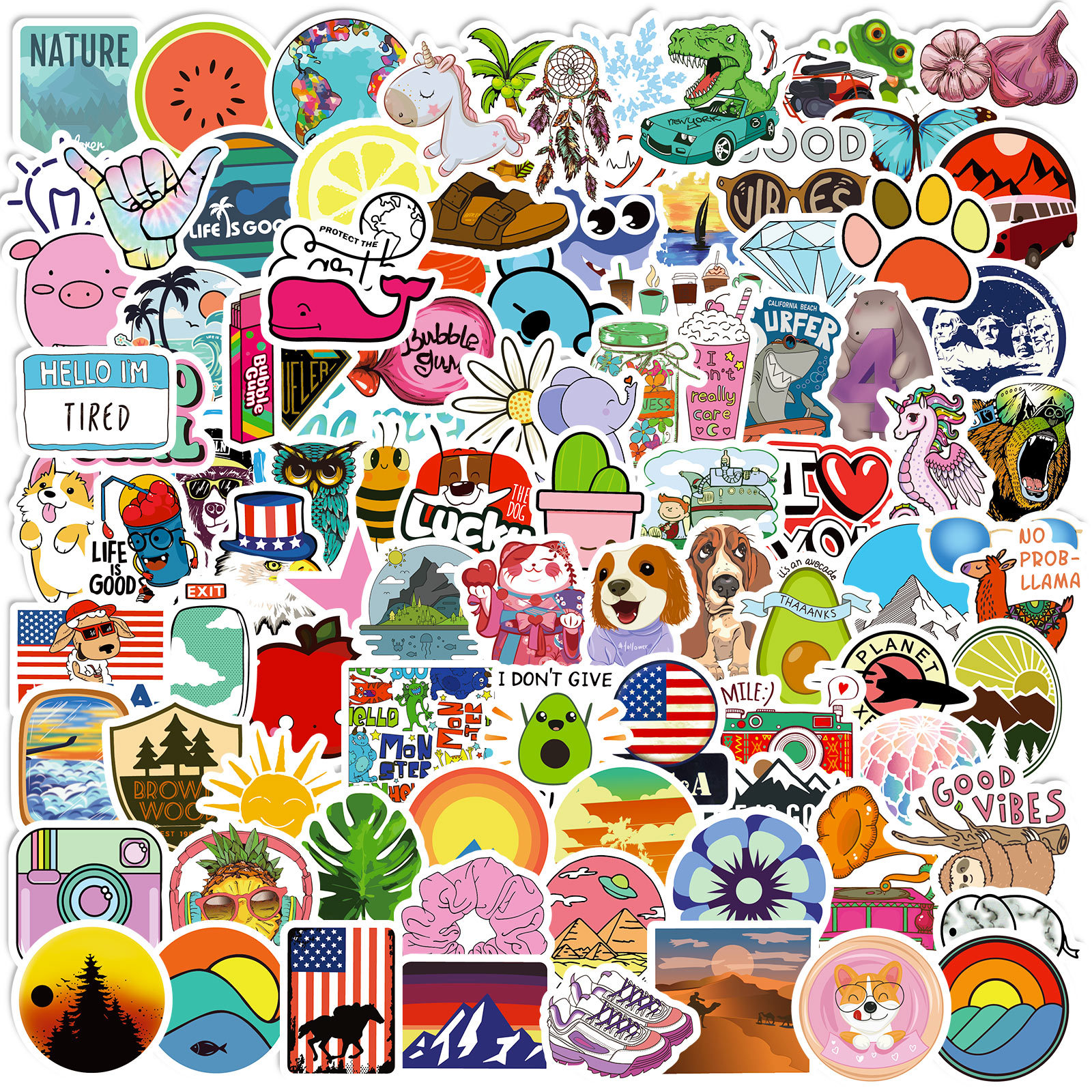 100 mix and match small size fresh stickers water cup luggage computer ...