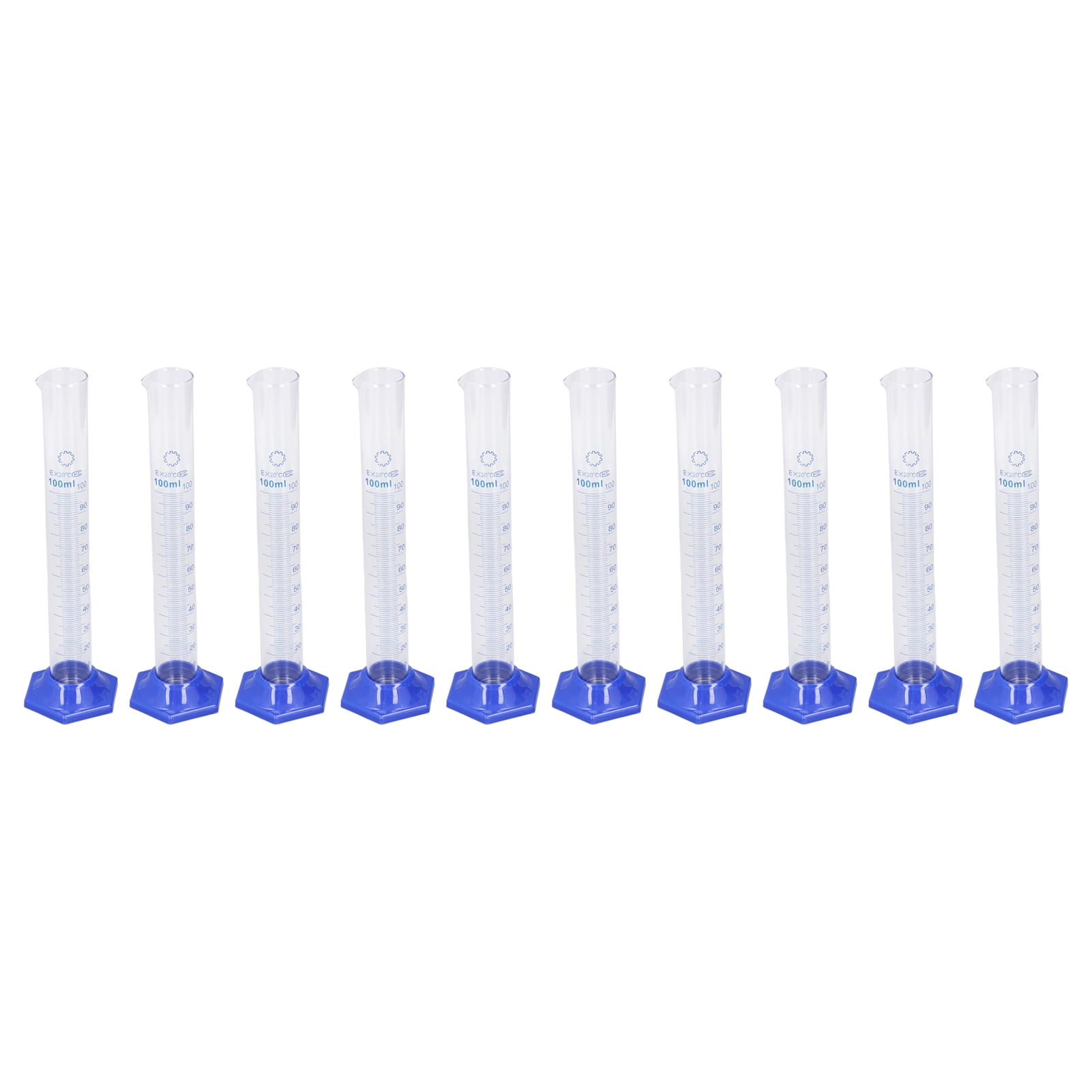 100 ml Graduated Cylinder Set, 10-Pack Glass Graduated Cylinder Lab Cylinders Thick Glass ...