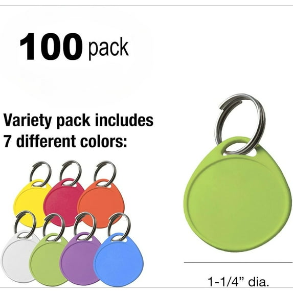100 multi-color waterproof label cards with key rings, wear-resistant ...