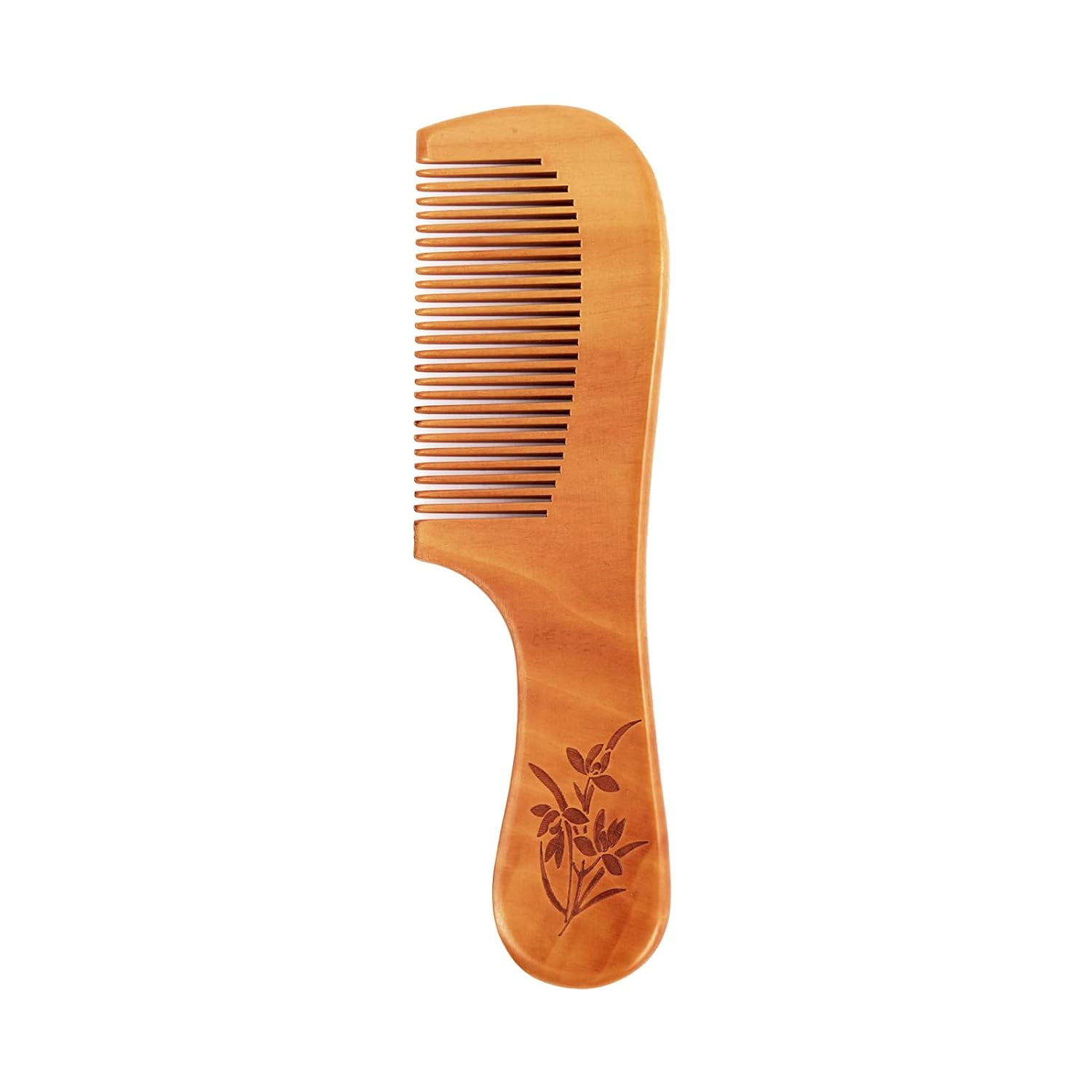 100% natural light brown peach wood wide toothed comb, anti-static wood ...