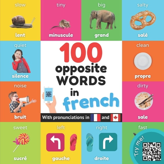 100 opposite words in french: Bilingual picture book for kids: english ...