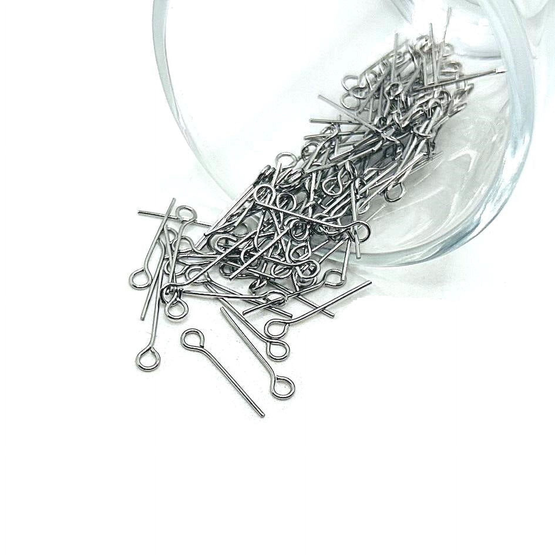 100 or 500 Pieces: 16 mm Stainless Steel Silver Eye pins, 21 gauge ...