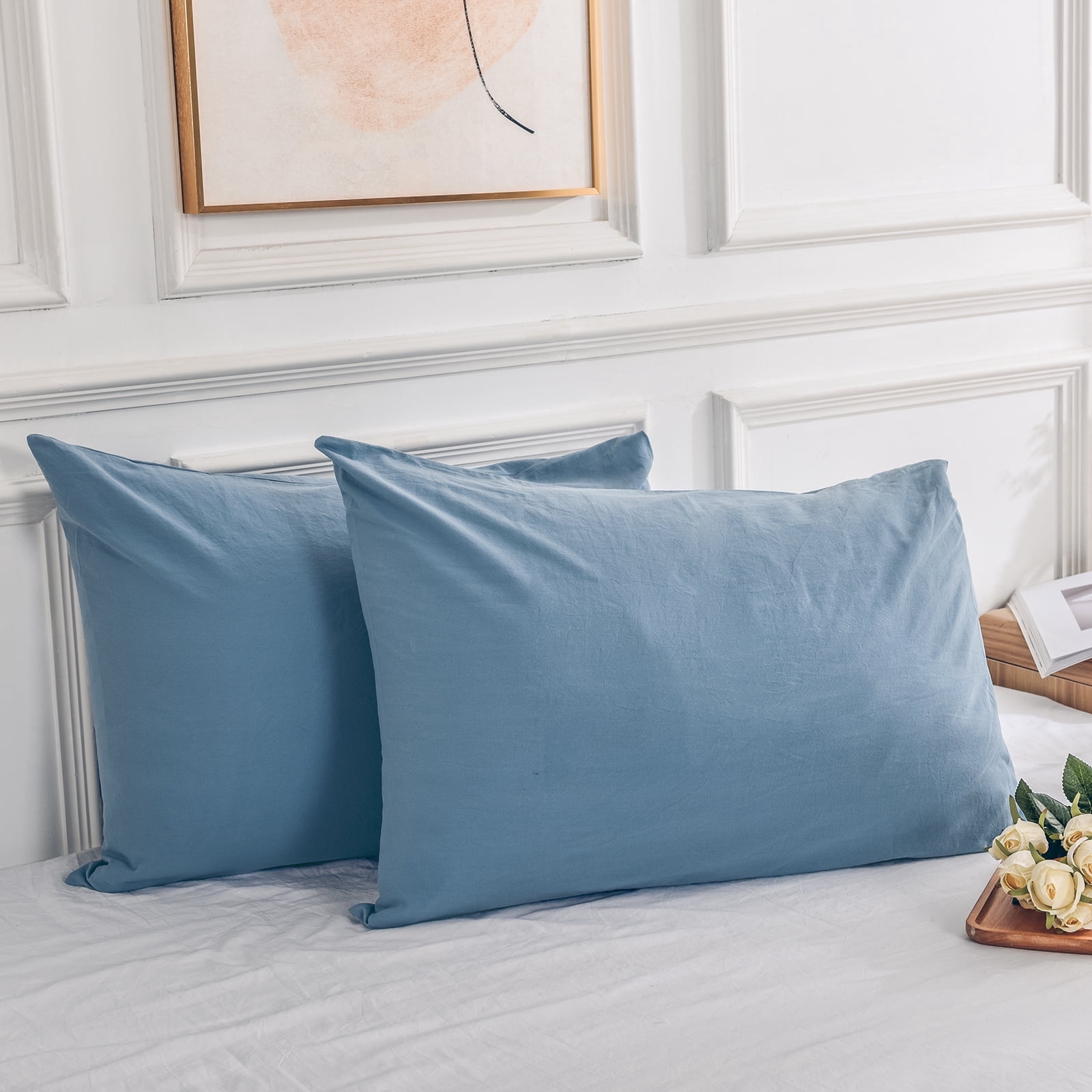 100% organic cotton king pillowcases set of 2, envelope closure, soft ...