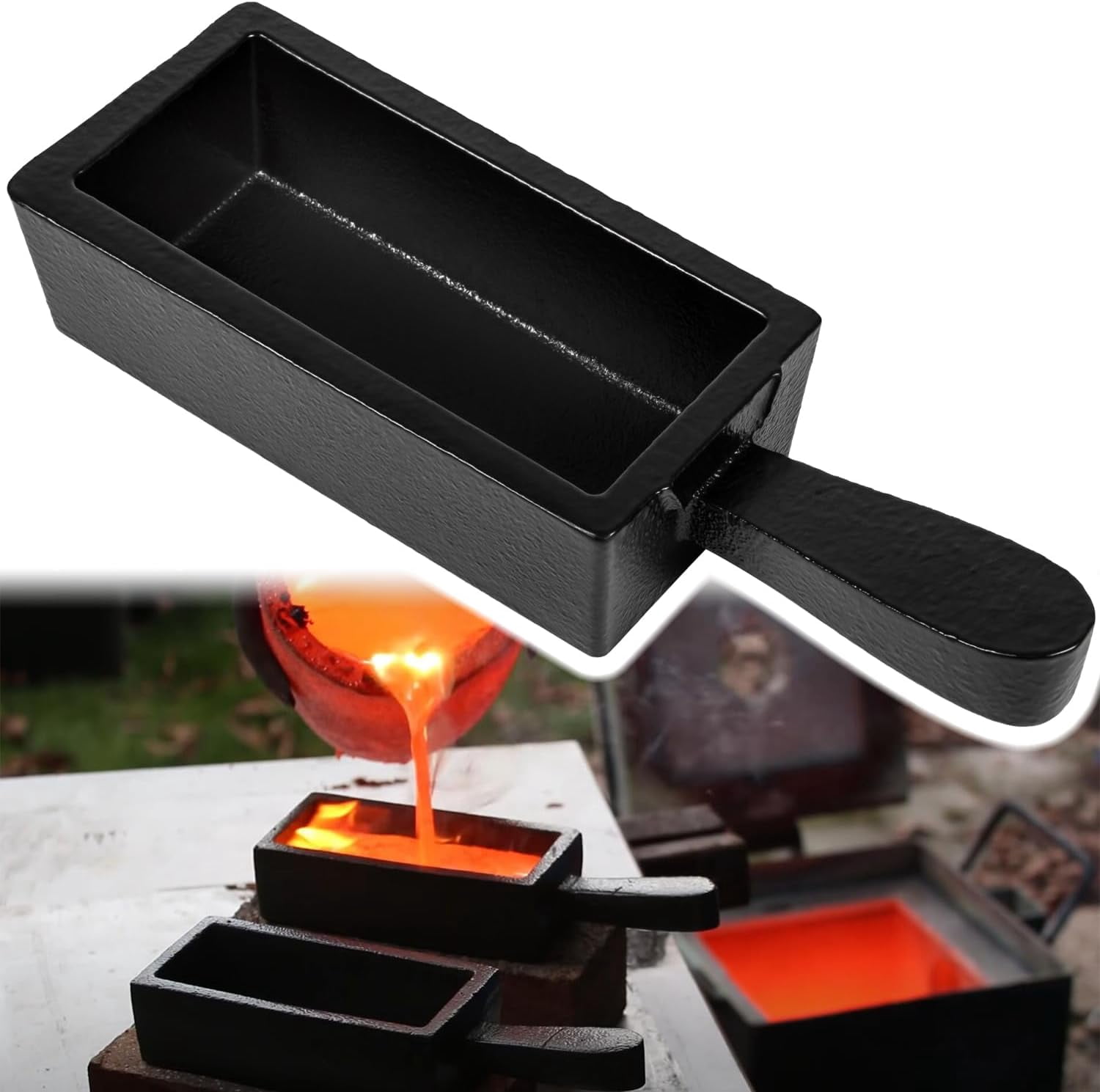 100 oz Heavy Duty Troy Ounce Gold Bar Loaf Cast Steel Iron Ingot Mold ...