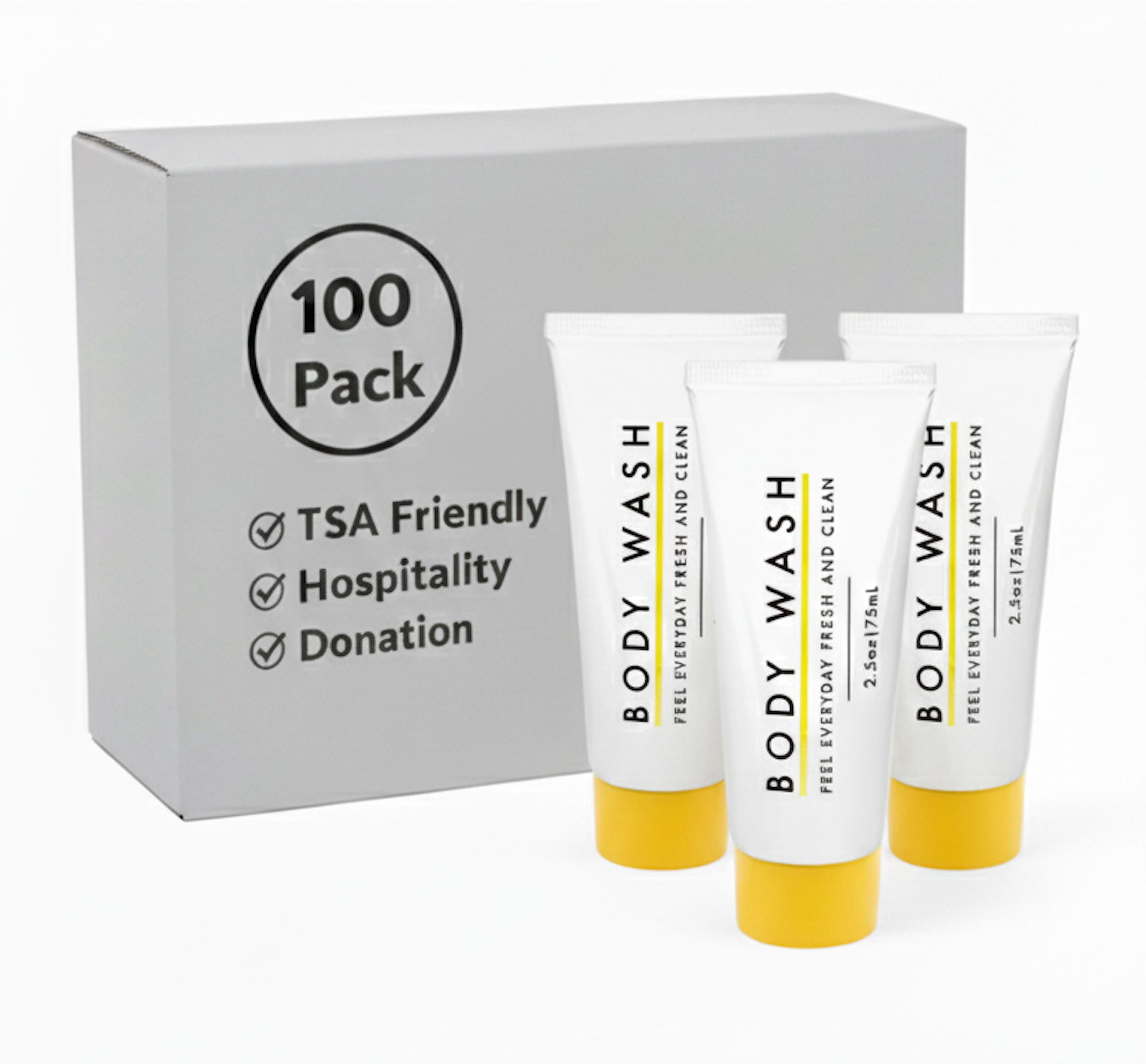 100 pack 2.5 Oz. Bodywash - Hospitality, Hotel, Homeless Shelter ...