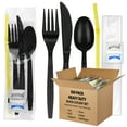 100 pack | Individually wrapped Cutlery set | BlackHeavy Duty Cutlery ...