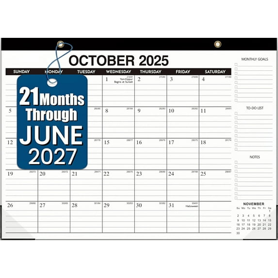100 pack Large Desk Calendar 2025-2027, 21-Month Planner October 2025 ...