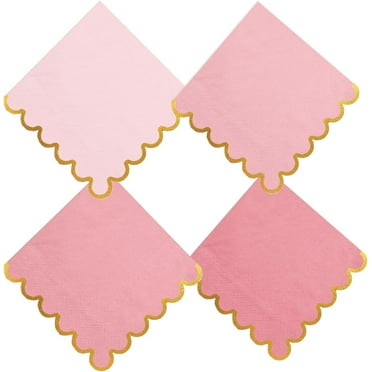 100 Pack Decorative White Wedding Napkins, Fancy Gold Foil Scalloped ...