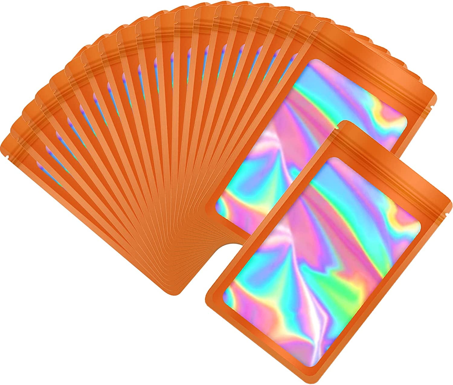 100-pack mylar bags with clear window holographic smell proof packaging ...