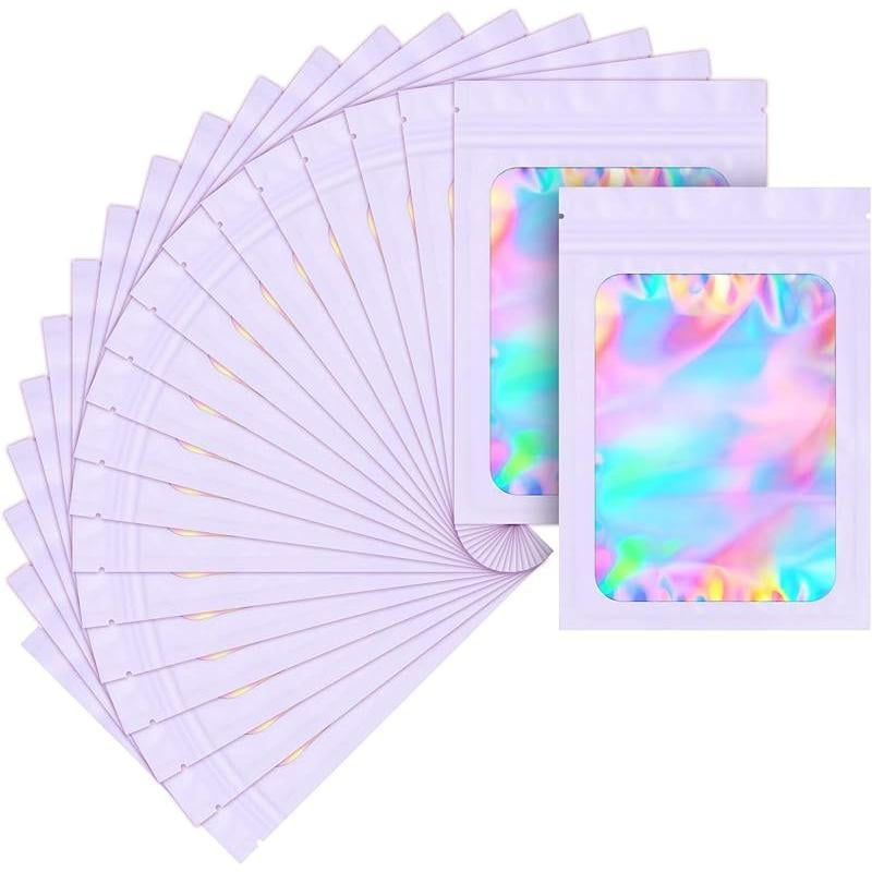100 pack mylar bags holographic smell proof packaging bag for small ...