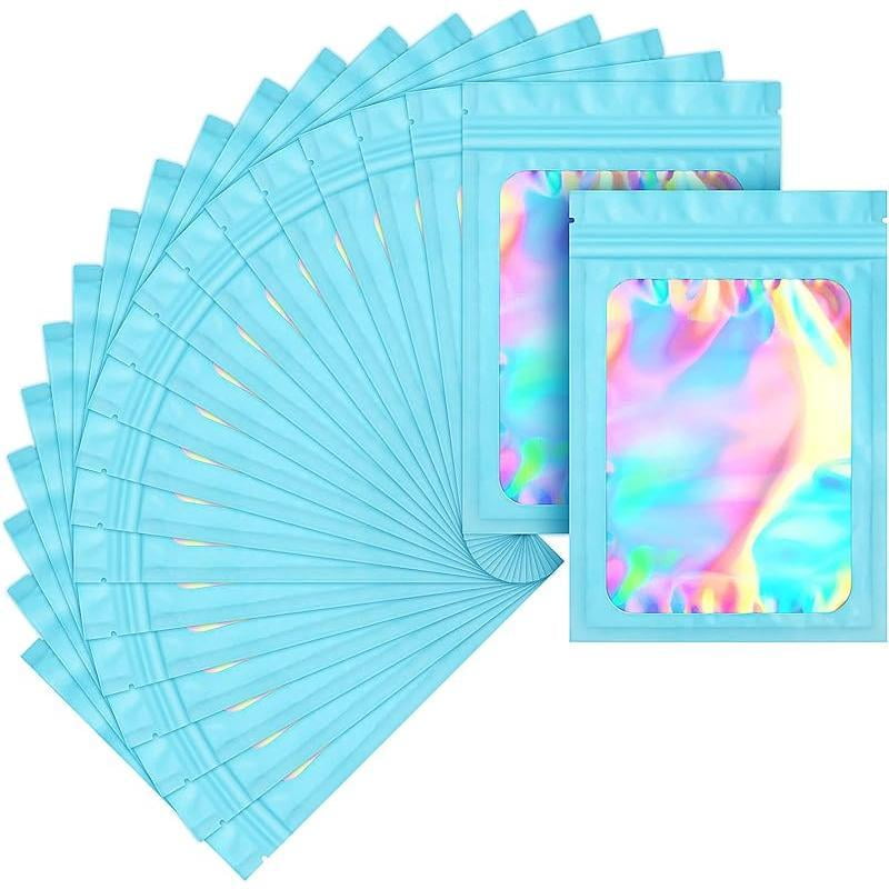 100 pack mylar bags holographic smell proof packaging bag for small ...