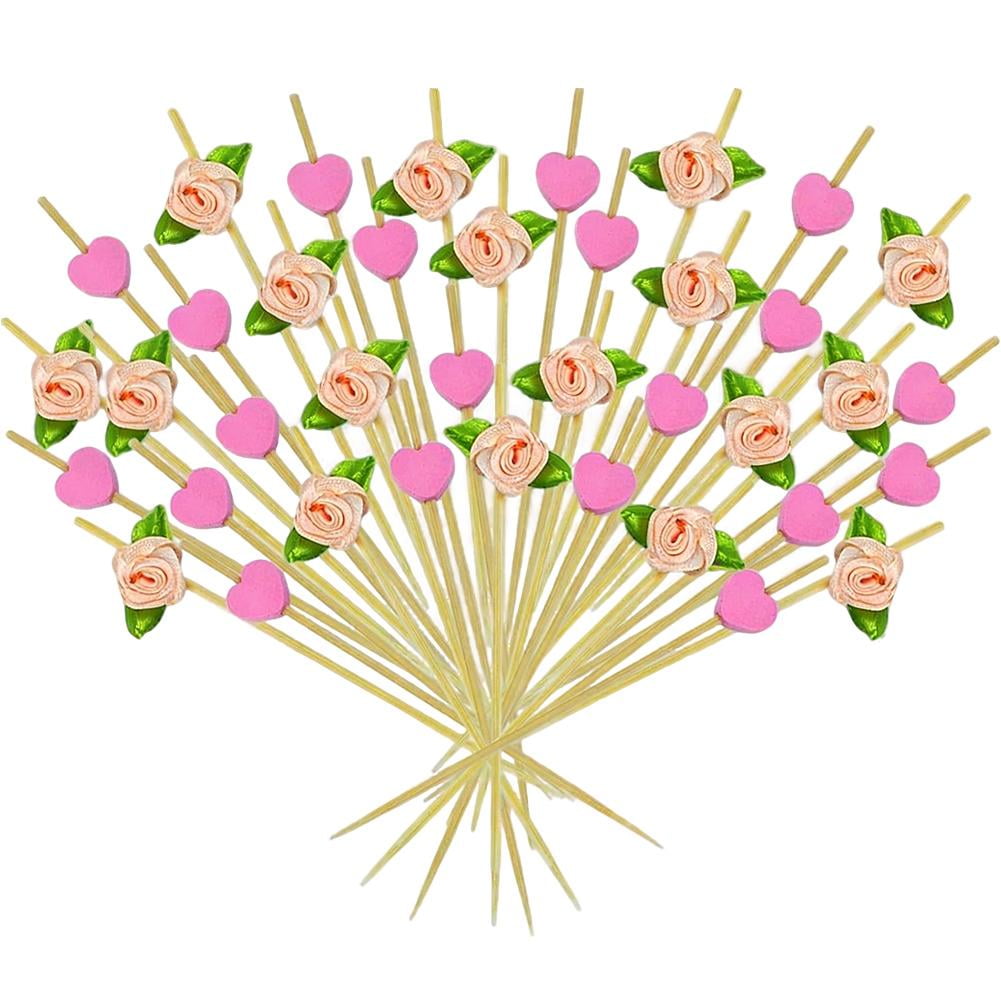 100 packs of multicolored roses, Bamboo Toothpicks for Wedding Bridal ...