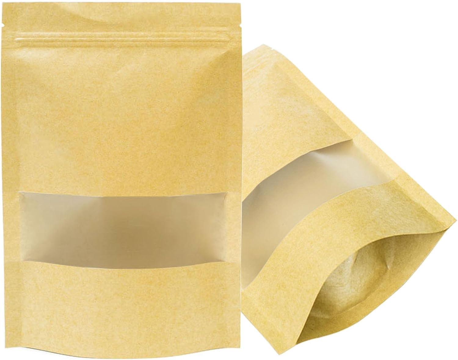 100 paper-plastic composite bags with window, 5.5x7.9-inch stand-up ...