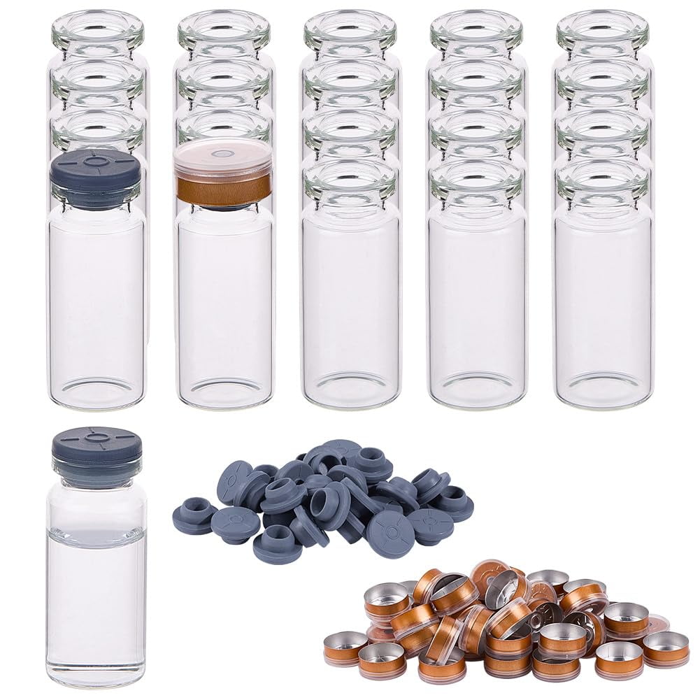 100 pc 100pcs 10ml/0.34oz Clear Sealed Sample Vials Glass Sample Vials ...