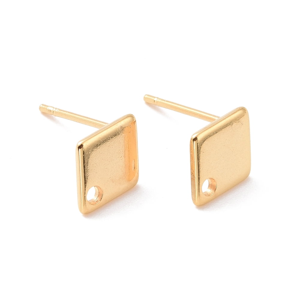 100 pc 201 Stainless Steel Stud Earring Findings with Hole and 316 ...