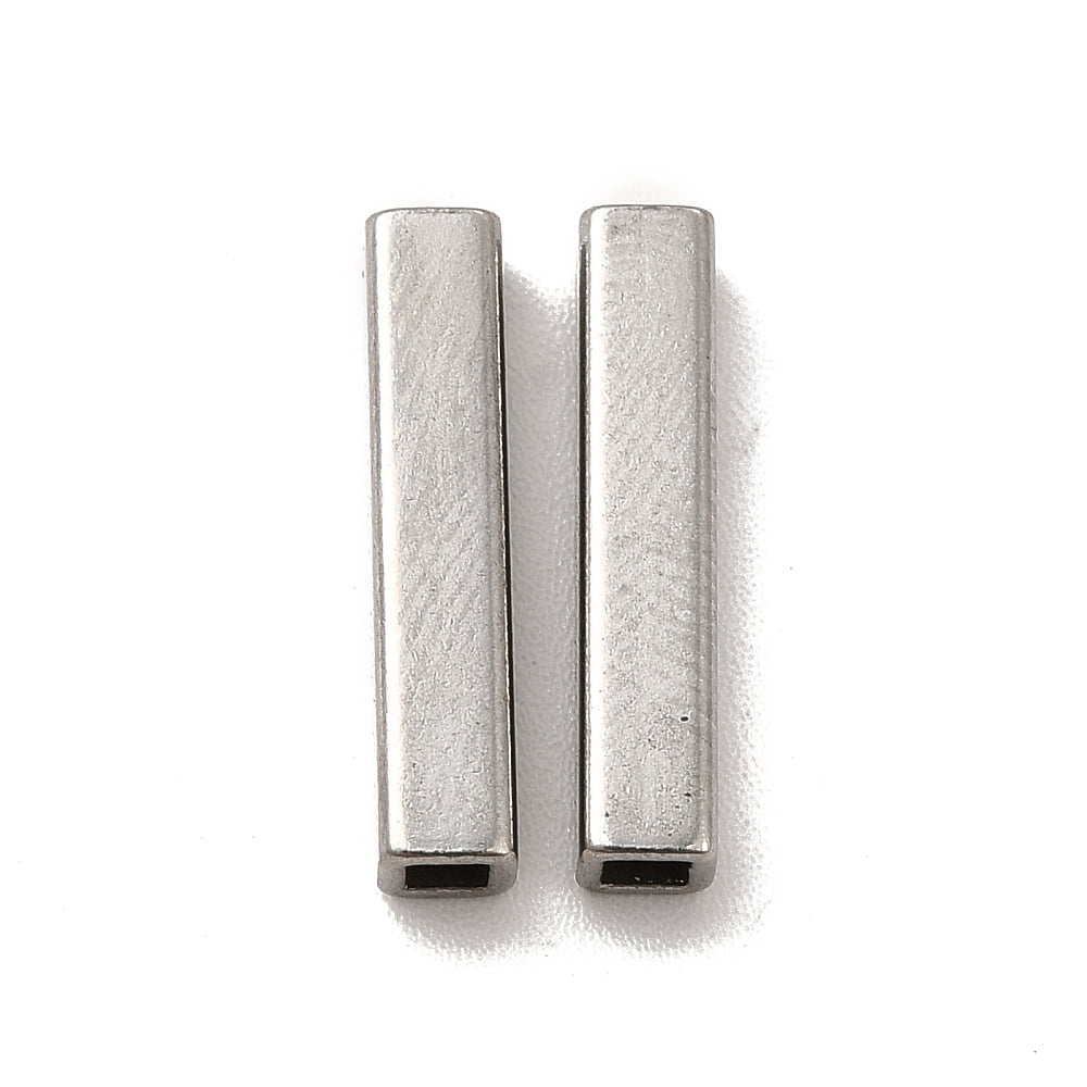 100 pc 304 Stainless Steel Beads Rectangle Stainless Steel Color ...