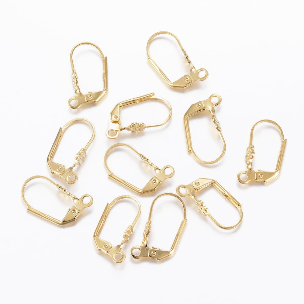 100 pc 304 Stainless Steel Leverback Earring Findings with Loop Real ...