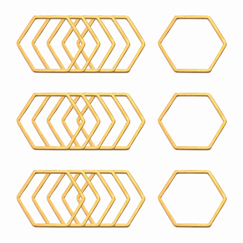 100 pc 304 Stainless Steel Linking Ring Hexagon Golden 16x18x0.8mm ...