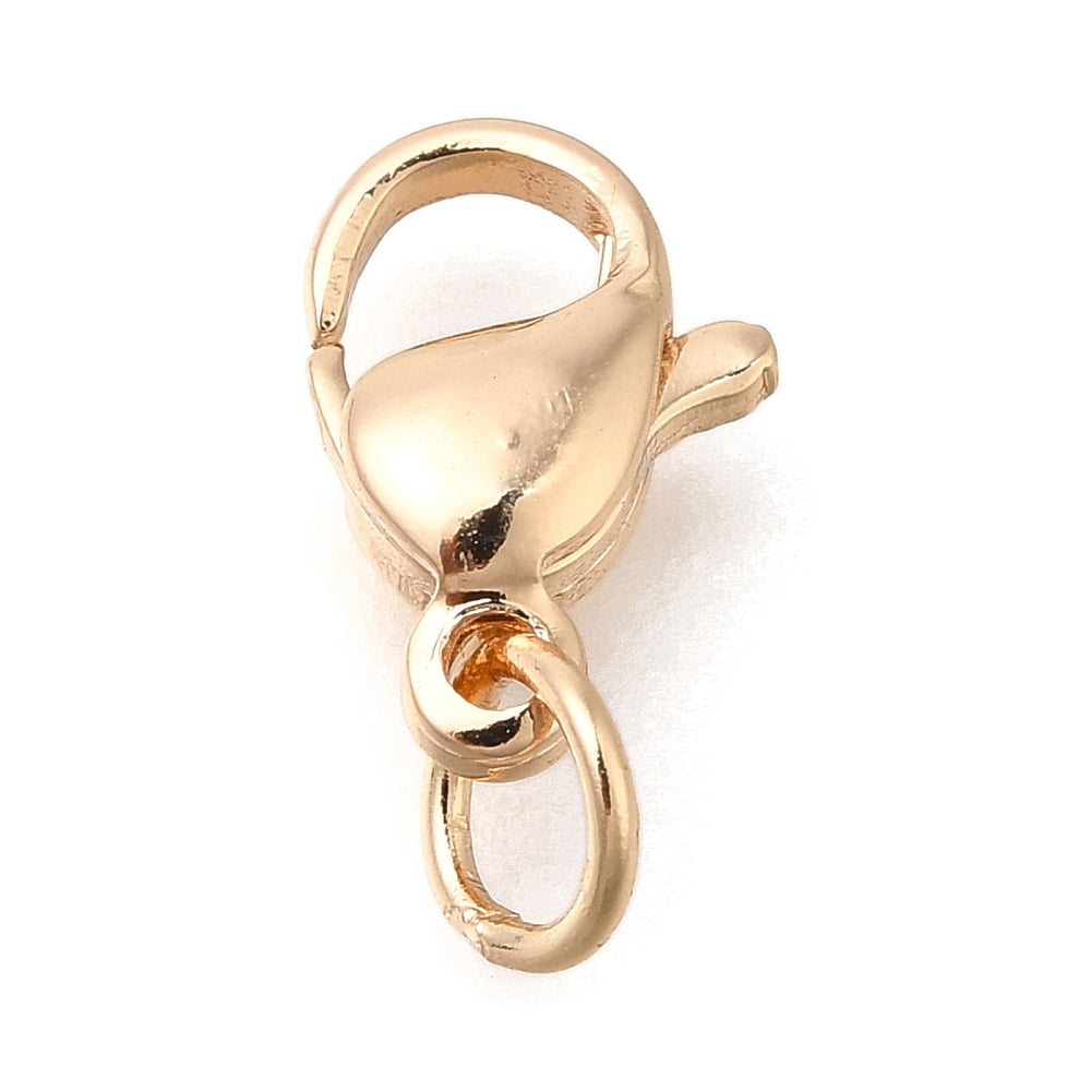 100 pc 304 Stainless Steel Lobster Claw Clasps with Brass Jump Ring ...