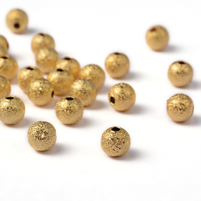 100 pc 6mm Golden color Brass Round Textured Beads Hole: 1mm - Walmart.com