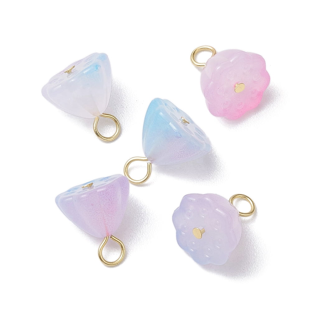 100 pc Acrylic Lotus Pendants with 304 Stainless Steel Loops Alice Blue ...