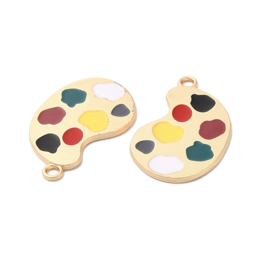 100 pc Alloy Enamel Pendants Matte golden color Palette Charm Colorful ...