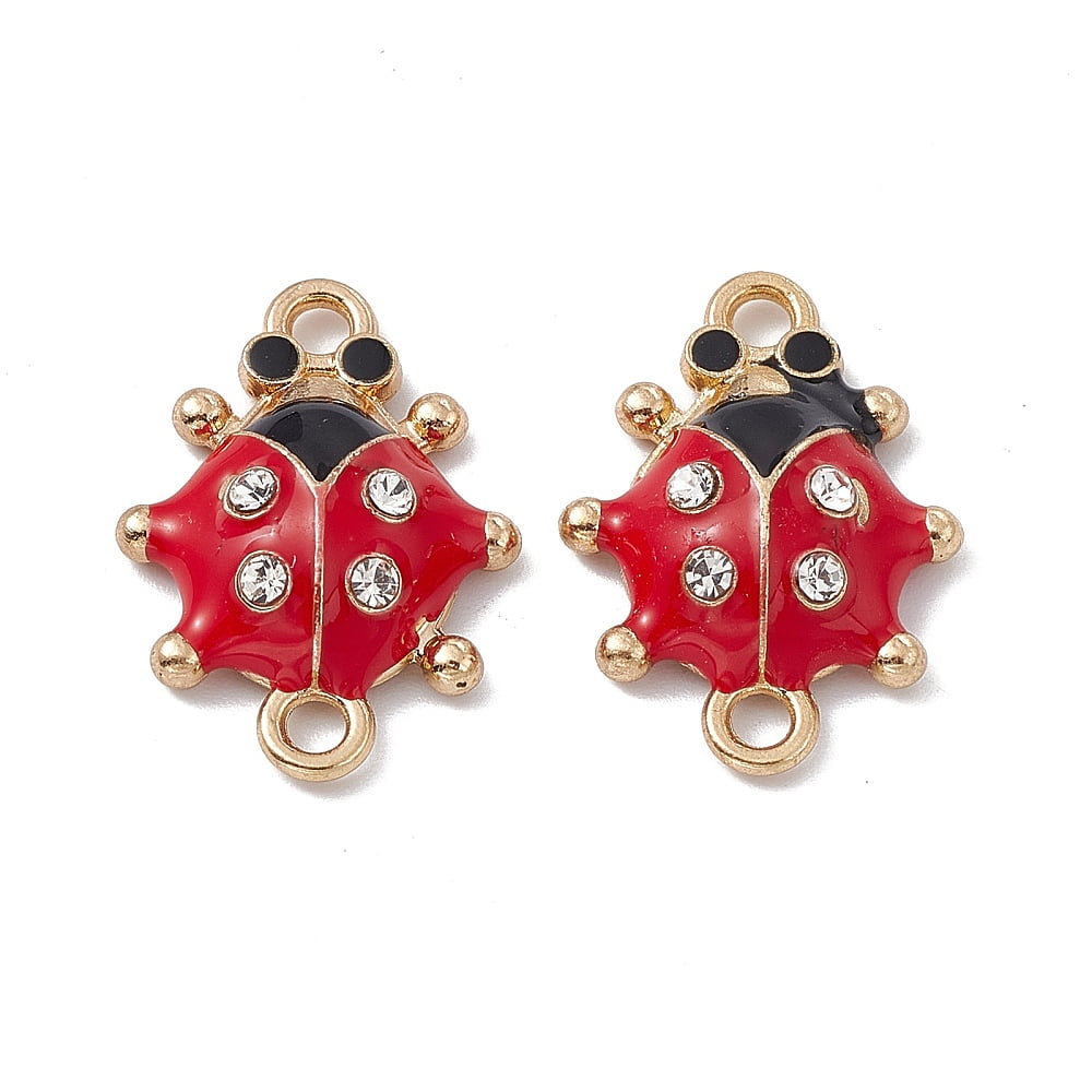 100 pc Alloy Rhinestones Connector Charms with FireBrick & Black Enamel ...