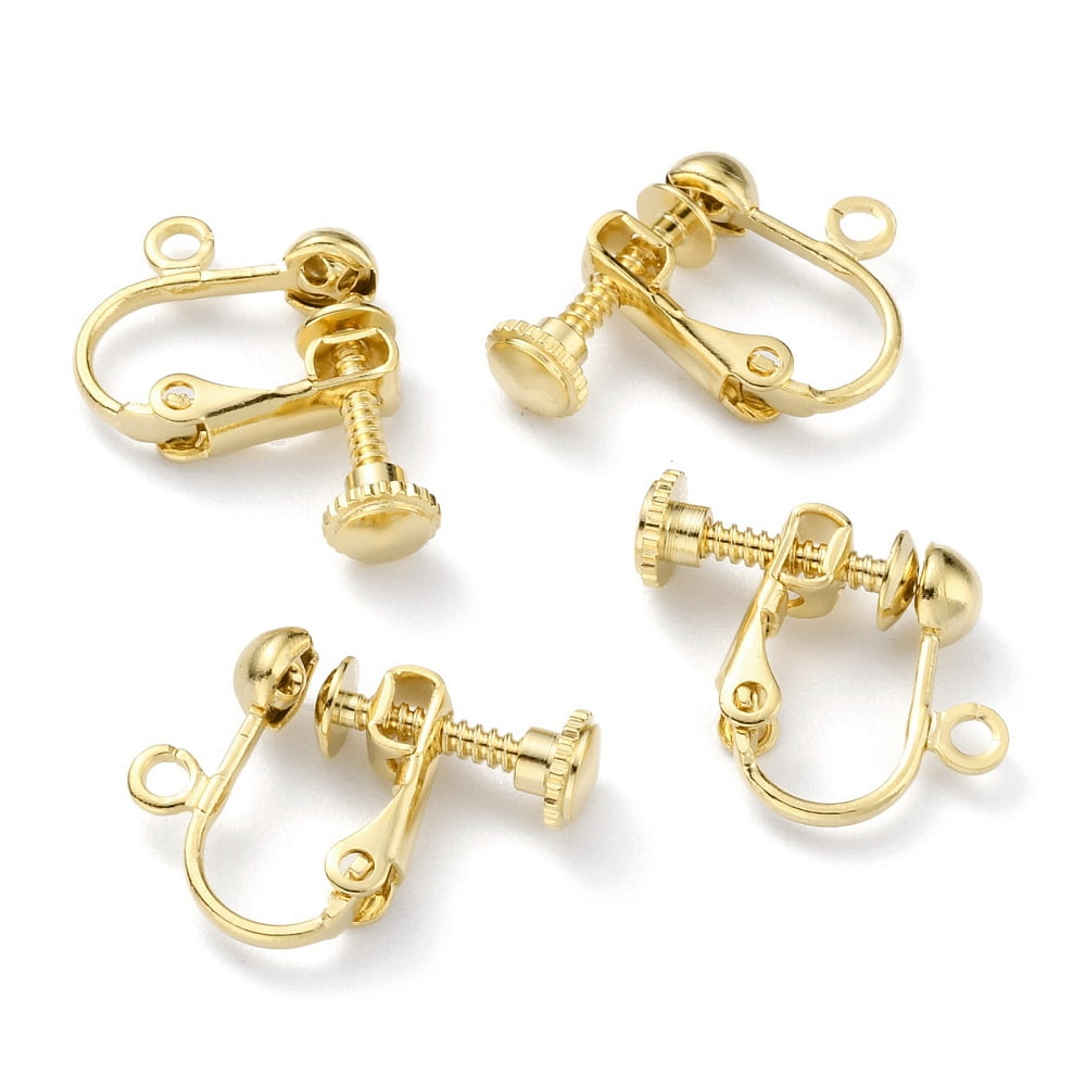 100 pc Brass Clip-on Earring Findings Spiral Ear Clip Components Screw ...