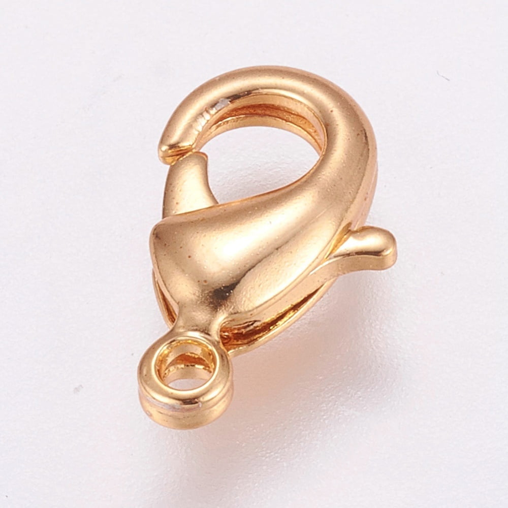100 pc Brass Lobster Claw Clasps Long-Lasting Plated Real 24K golden ...
