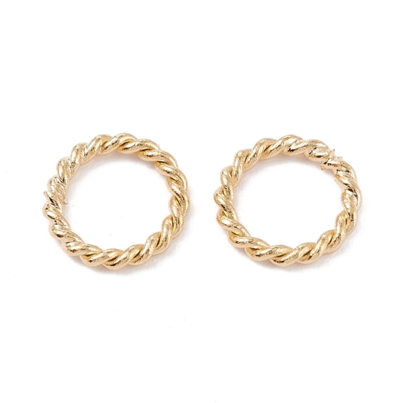 100 pc Brass Soldered Closed Jump Rings Twist Round Real 24K Gold ...