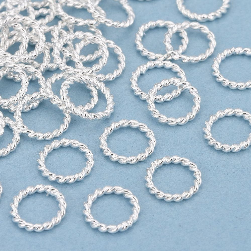 100 pc Brass Soldered Jump Rings Closed Jump Rings Twist Ring Silver ...