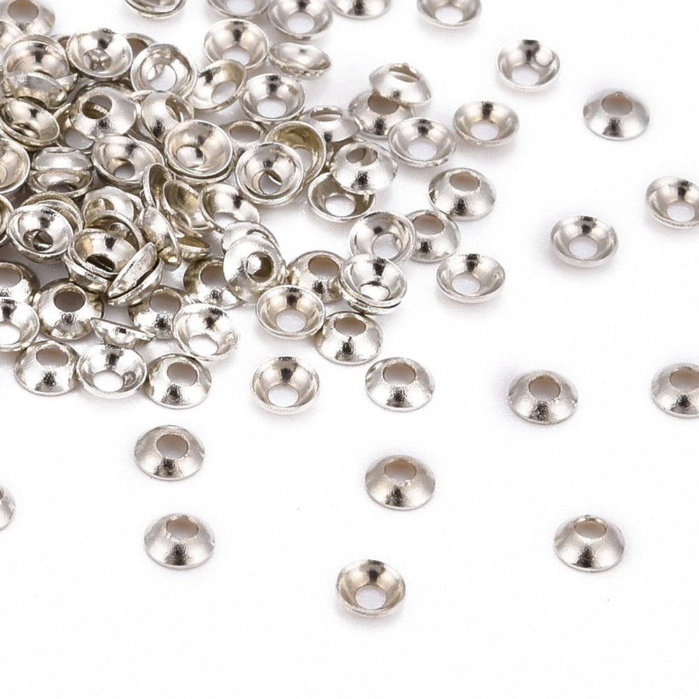 100 pc Brass Tiny Bead Cones Platinum 3x0.8mm Hole: 1mm - Walmart.com
