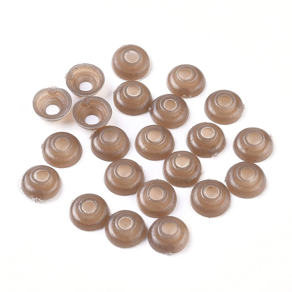 100 pc Craft Plastic Eyes Buttoned Back Stuffed Toy Eyes Flat Round Tan ...