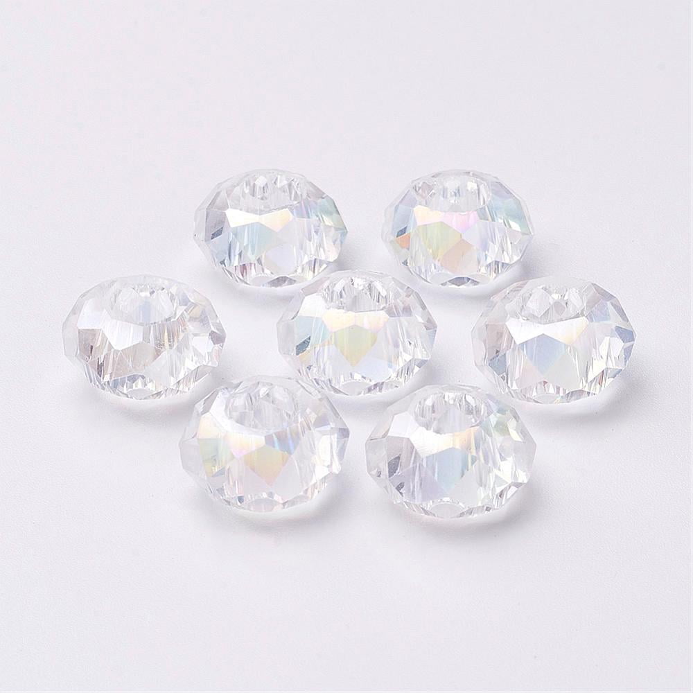 100 pc Glass European Beads Large Hole Beads No Metal Core Faceted ...