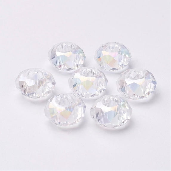 100 pc Glass European Beads Large Hole Beads No Metal Core Faceted ...
