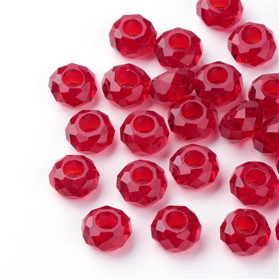 100 pc Glass European Beads Large Hole Beads No Metal Core Rondelle ...