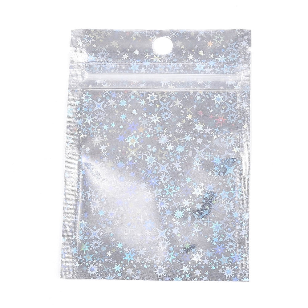 100 pc Glitter Holographic Star Plastic Packaging Yin-yang Zip Lock ...