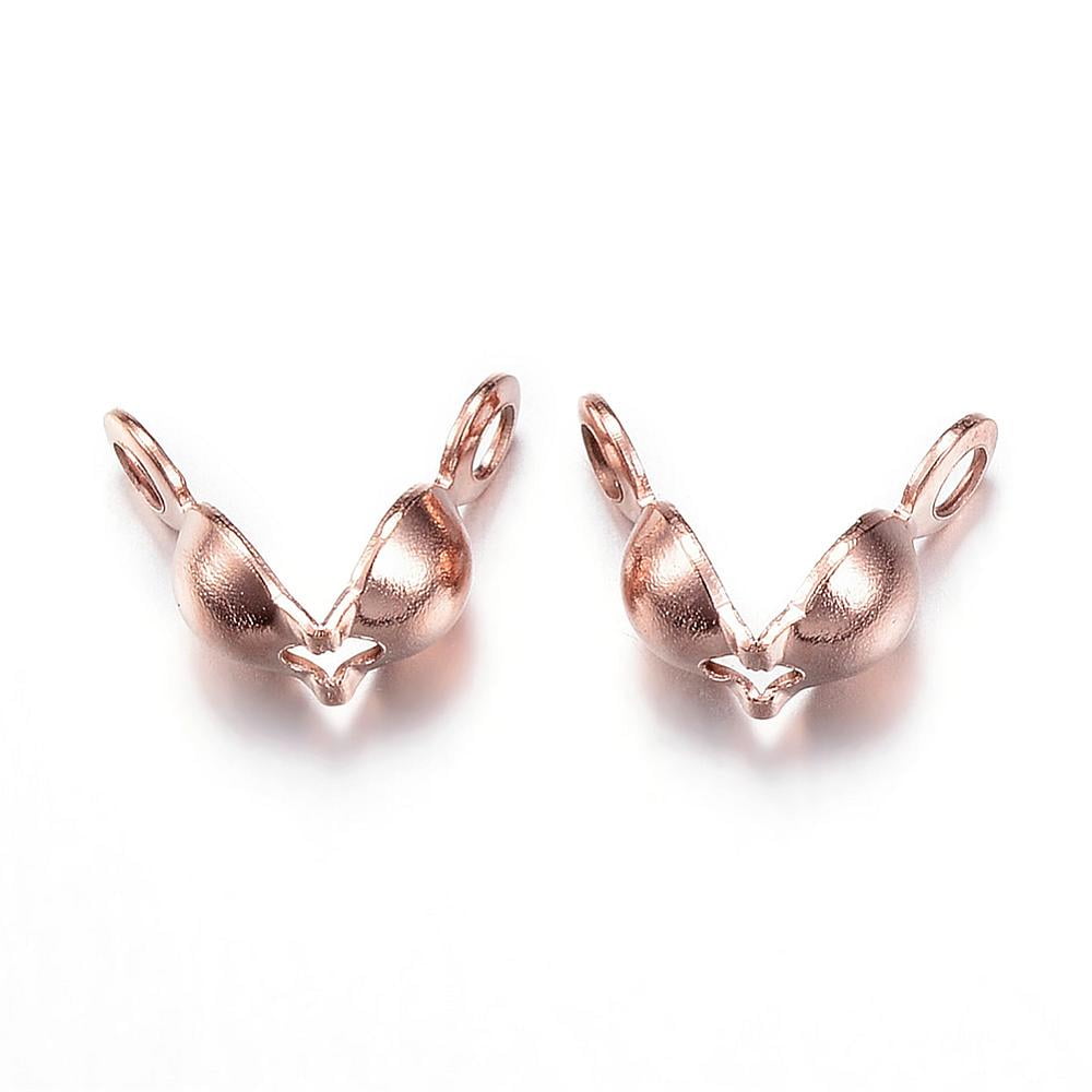 100 pc Ion Plating(IP) 304 Stainless Steel Bead Tips Calotte Ends ...