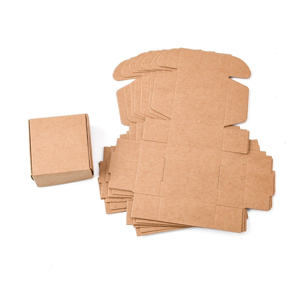 100 pc Kraft Paper Gift Box Shipping Boxes Folding Boxes Square ...