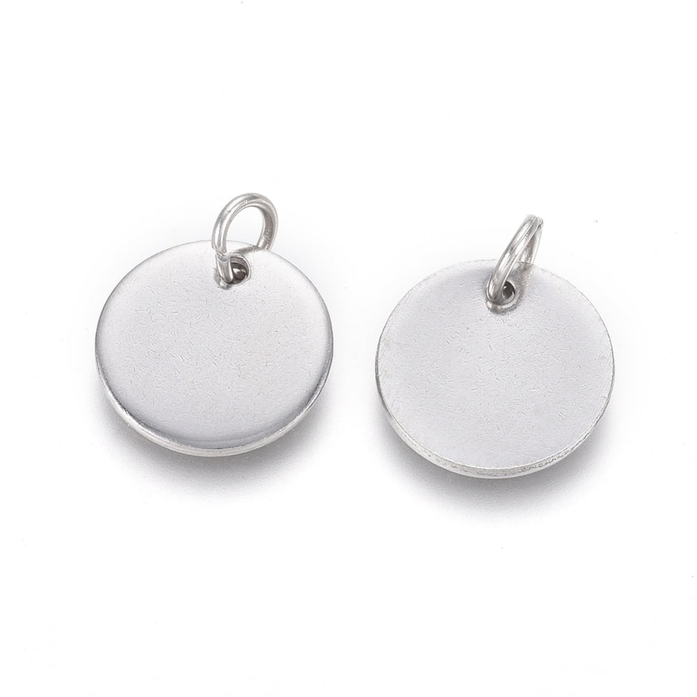 100 pc Non-Tarnish 304 Stainless Steel Charms with Jump Rings Blank ...
