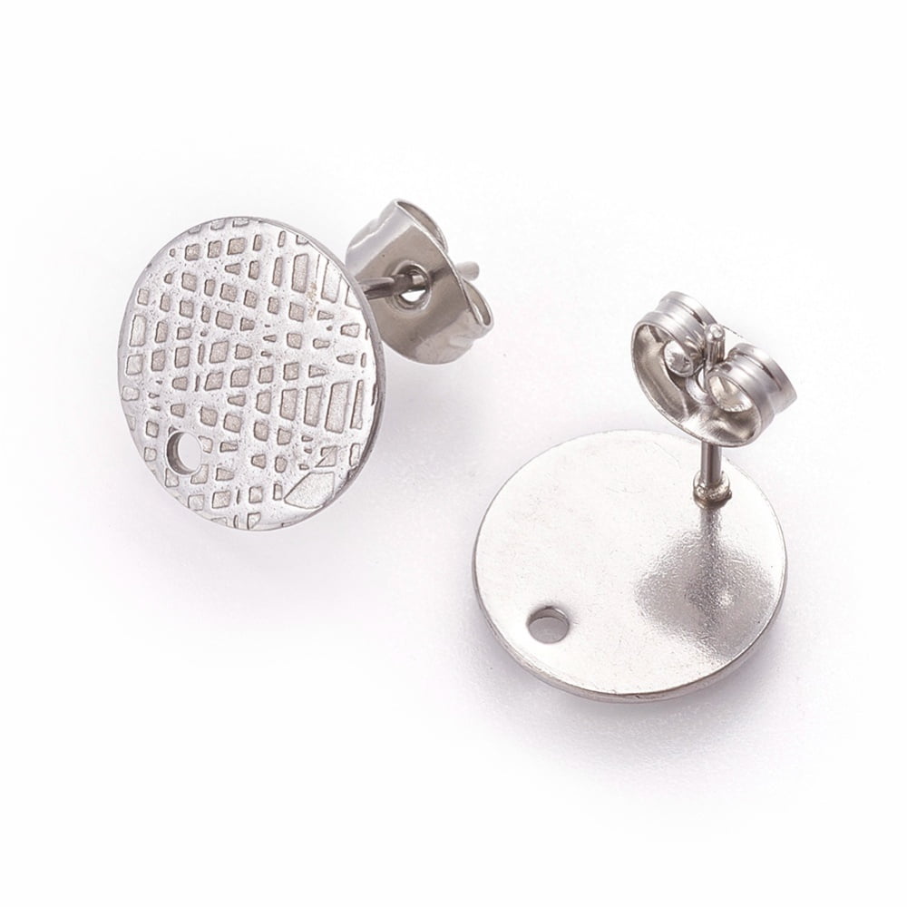 100 pc Non-Tarnish 304 Stainless Steel Ear Stud Findings with Ear Nuts ...