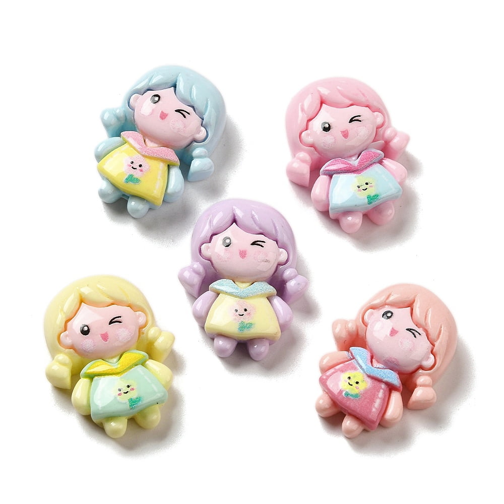 100 pc Opaque Cartoon Resin Decoden Cabochons Cute Girl Mixed color ...