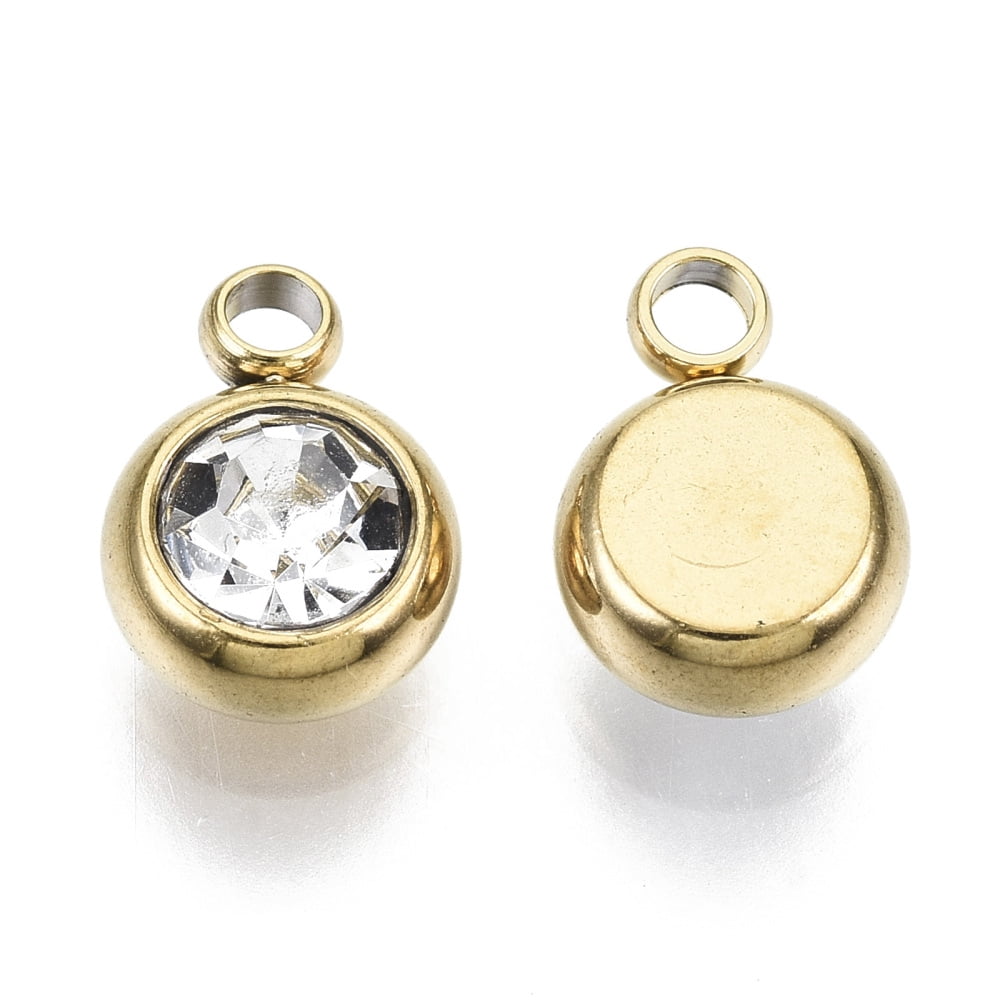 100 pc PVD Vacuum Plating 201 Stainless Steel Rhinestone Charms ...