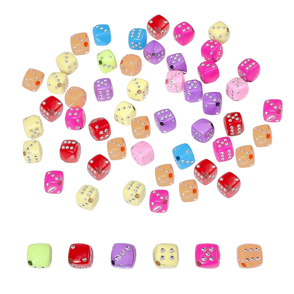 100 pc Plating Acrylic Beads Metal Enlaced Dice Mixed color 8x8x8mm ...