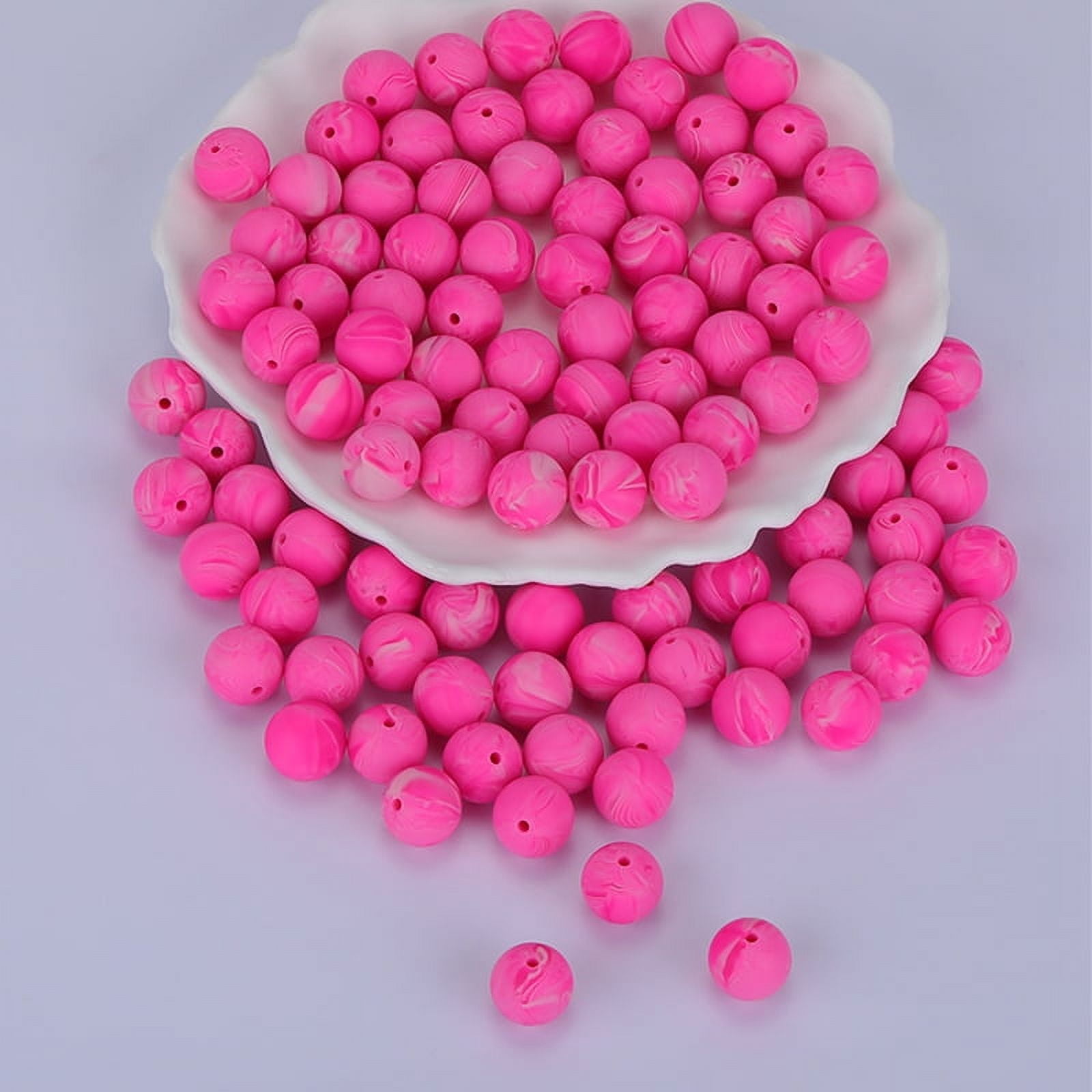 100 pc Round Silicone Focal Beads Hot Pink 15mm Hole: 2mm - Walmart.com